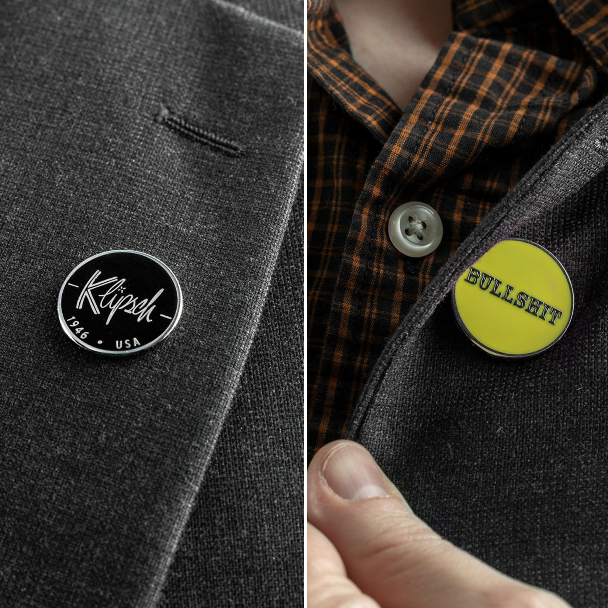 Official Double-Sided 'Bullshit' Lapel Button | Klipsch